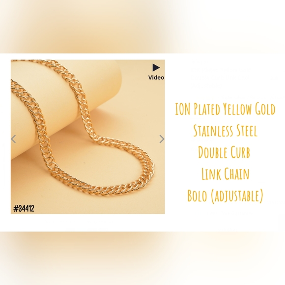 Jewelry | Double Curb Link Bolo Chain Necklace Ion Plated Yg | Poshmark
